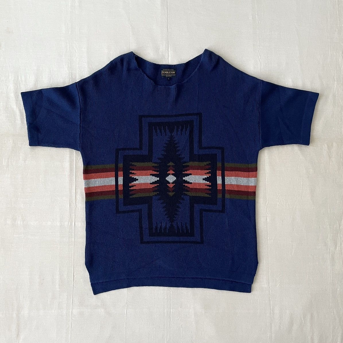 Indigo × Pendleton Pendleton Harding Cotton Sweater Navajo Aztec Native ...