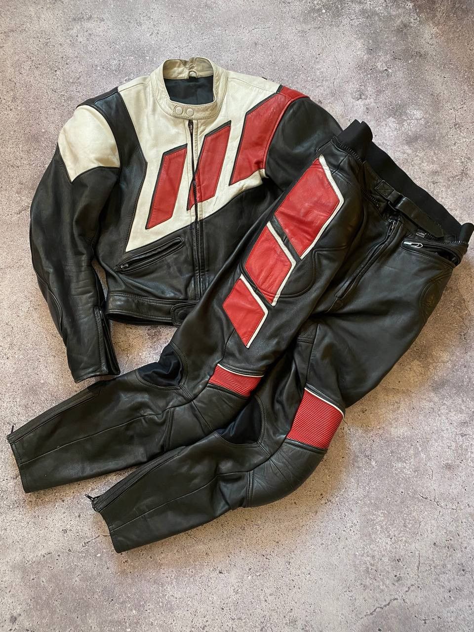 Leather Jacket × Racing × Vintage Vintage Echtes Leder Leather Moto ...