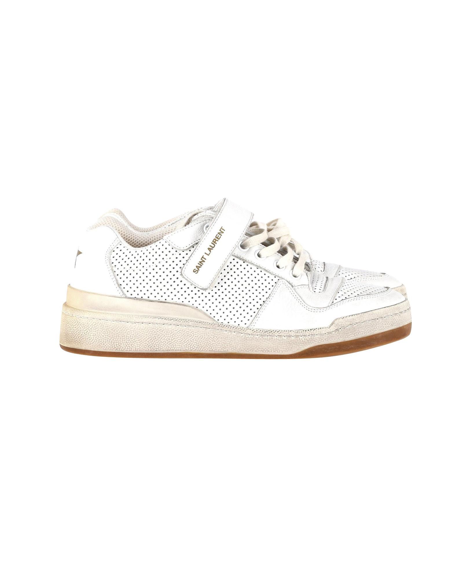 Saint Laurent Paris Saint Laurent SL24 Worn-Effect Sneakers in White ...