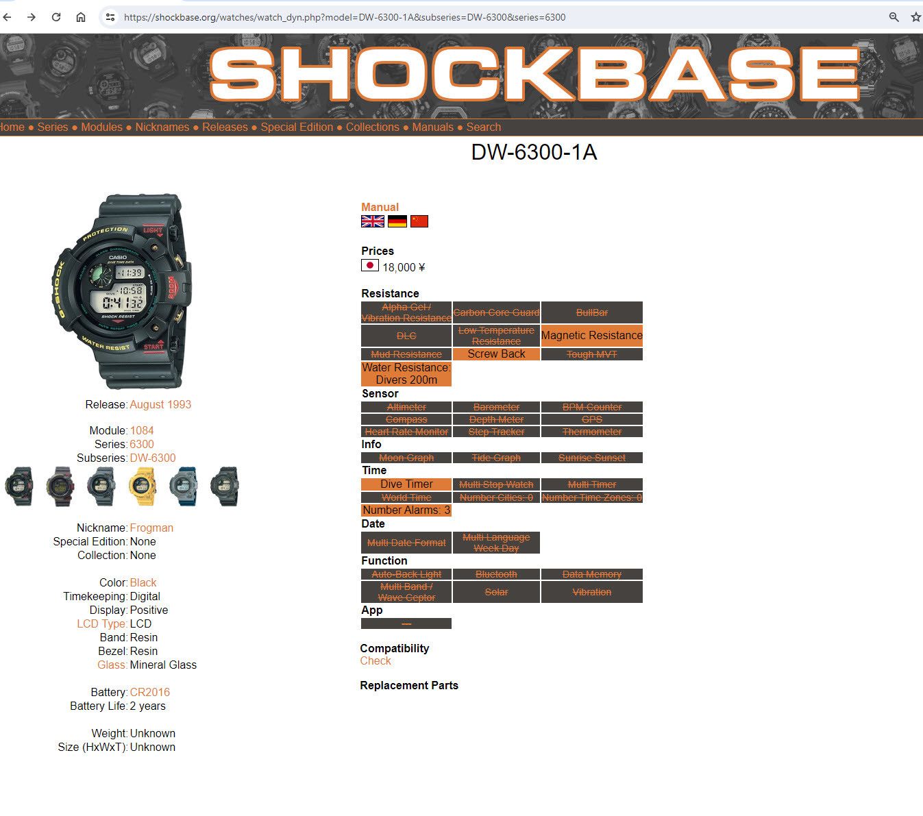 Casio Casio G-Shock - Frogman DW-6300 1A vintage diver (1993) OG | Grailed