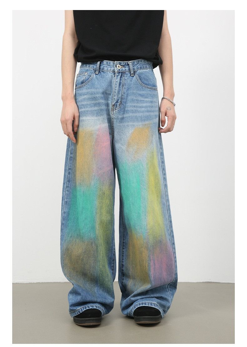 Jean × Streetwear Baggy Paint Splatter Denim Jeans | Grailed