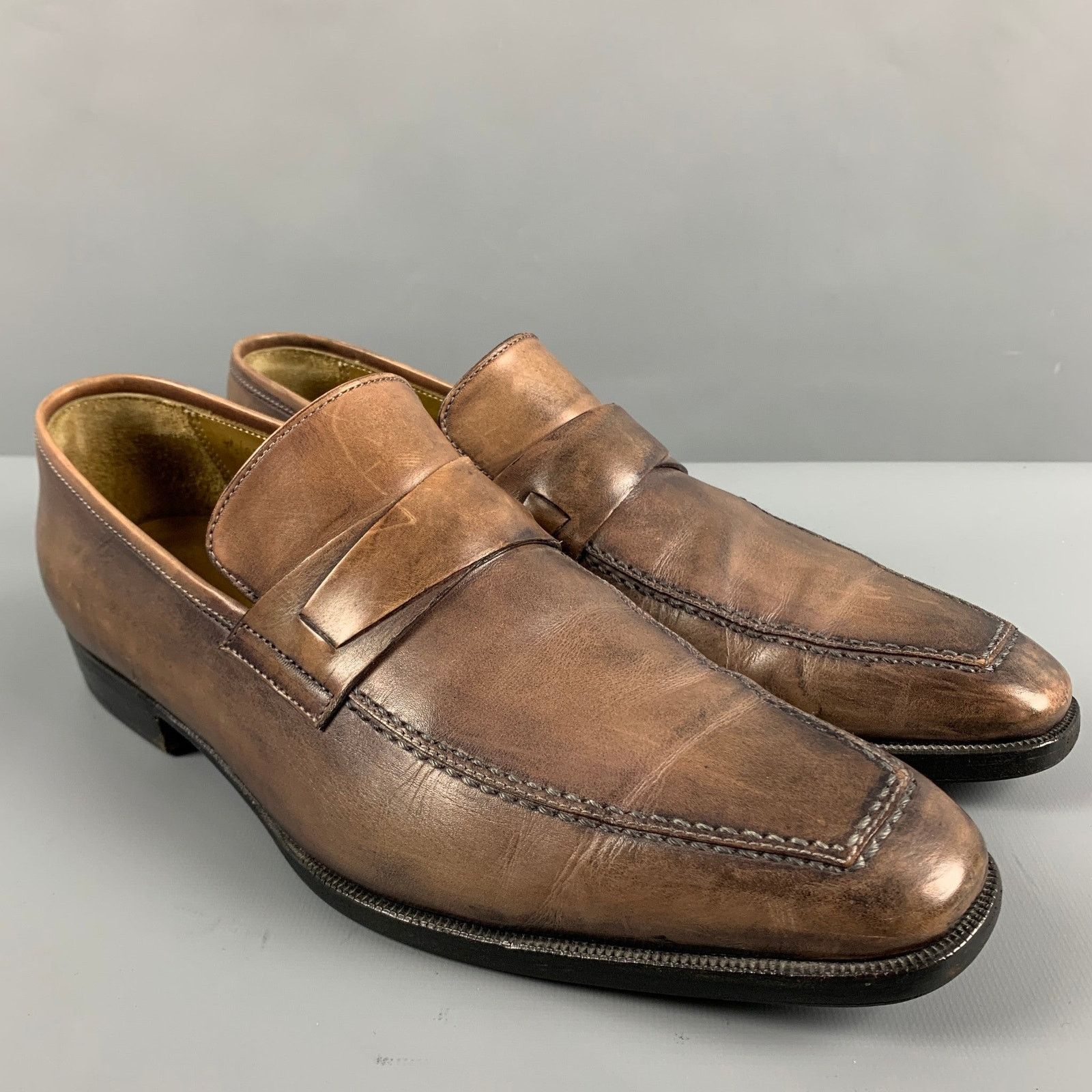 Other STEFANOBI Size 7.5 Taupe Leather Penny Loafers | Grailed