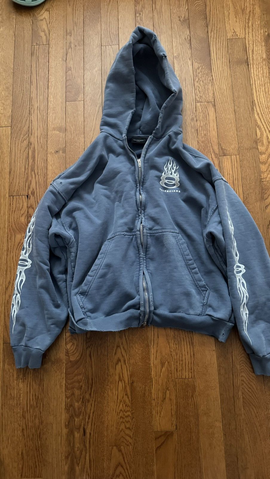 Balenciaga Balenciaga Blue Burning Unity Zip-Up Hoodie | Grailed