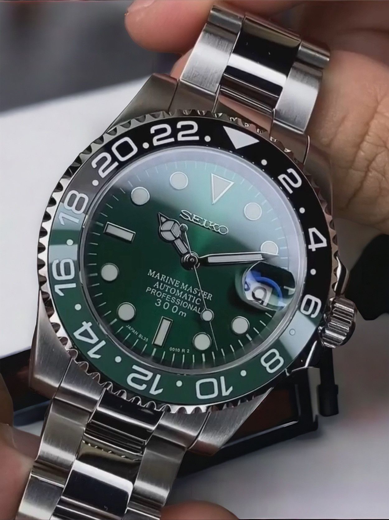 Japanese Brand × Seiko Seiko Mod GMT-Master Sprite Green Steel ...