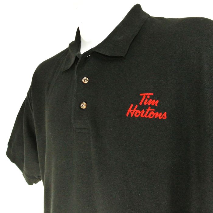 Mando TIM HORTONS Donuts Coffee Employee Uniform Black Polo Shirt | Grailed