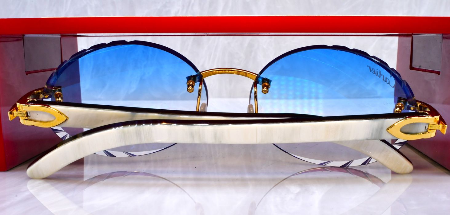 Cartier Cartier diamond cut white horn sunglasses C decor buffs | Grailed