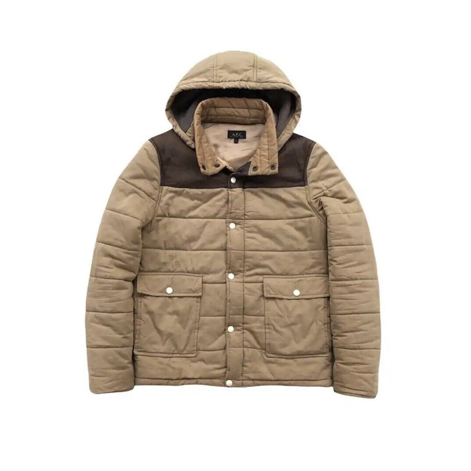 A.P.C. A.P.C Removable Hoodie Puffer Jacket Coat Sheepskin Leather ...