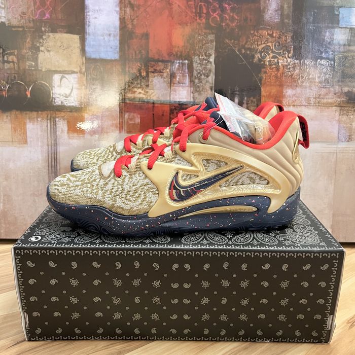 Nike Nike KD 15 Olympics Metallic Gold Medal University Red Navy | Grailed