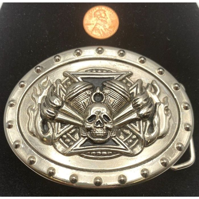 Vintage Men's Biker Skull Iron Cross Crossbones Vintage TLF Signed B ...