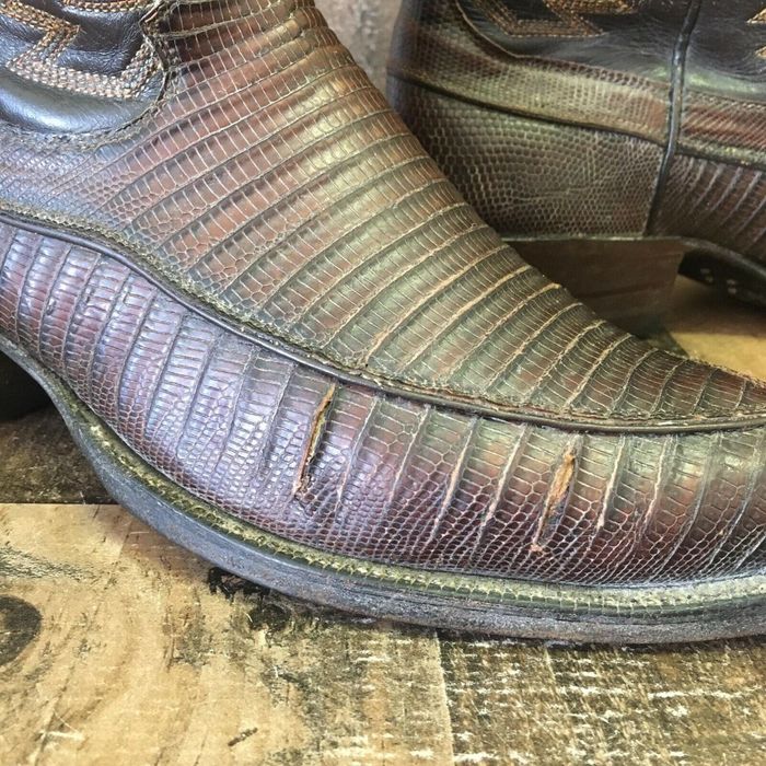Justin Boots Justin Vtg Teju Lizard White Label Algonquin Cowboy Boot 8 ...