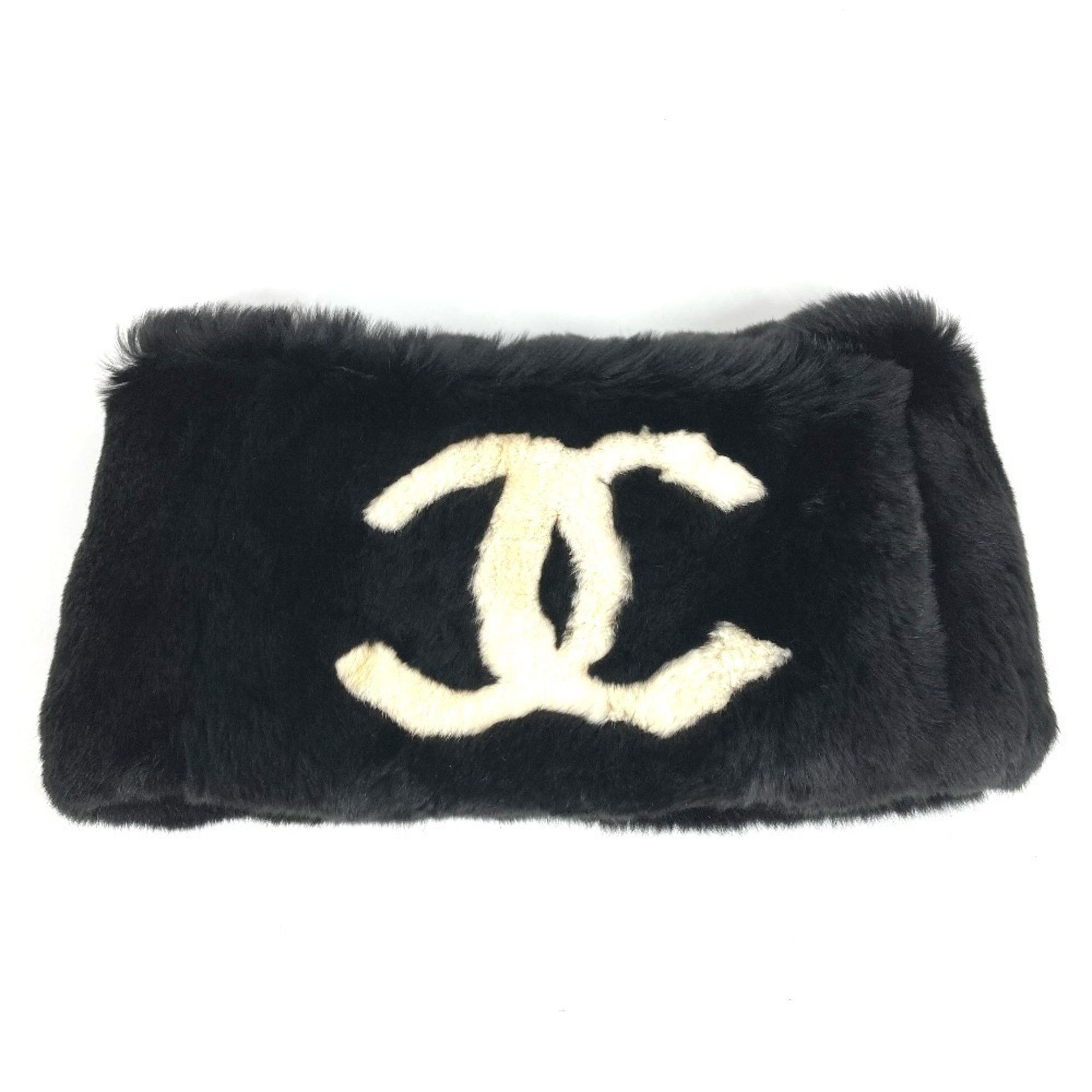 Chanel CHANEL Two-tone CC Logo Coco Mark Tippet Accessory Fur Scarf ...