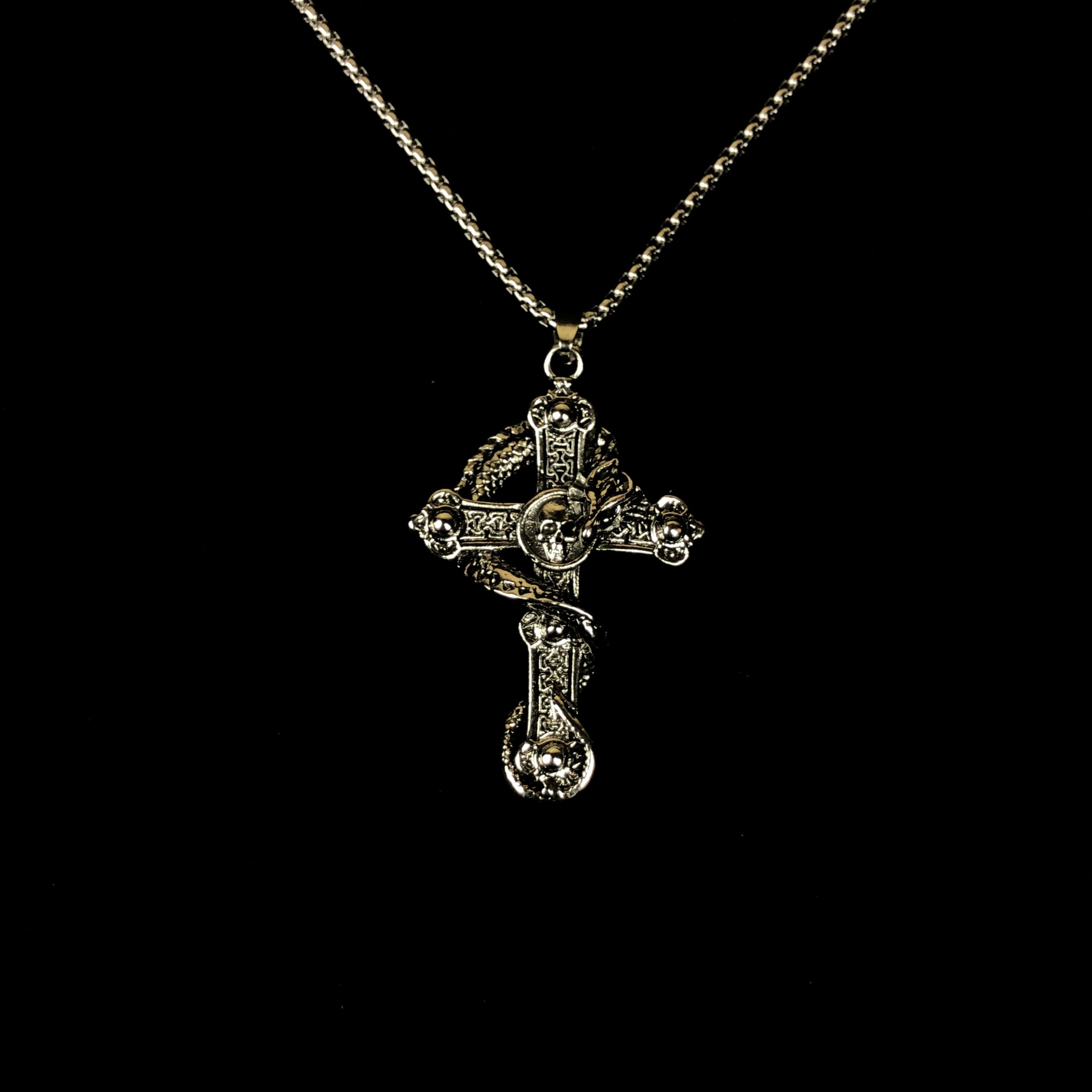 Chain × Jewelry × Streetwear Dragon Skull Cross Necklace Punk Chain ...