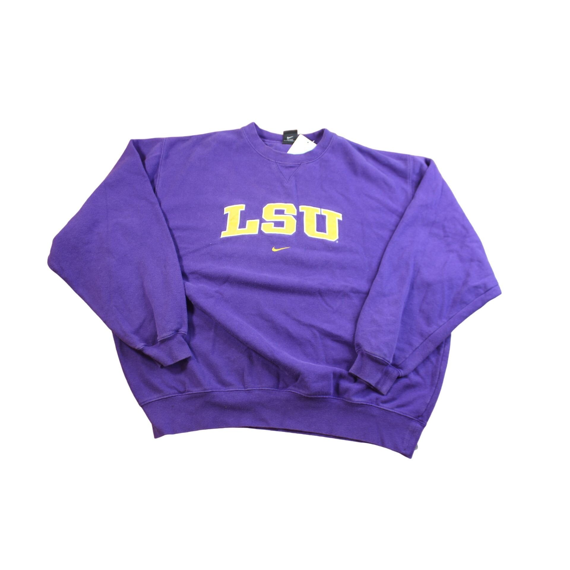 Nike Vintage 2000s Nike Embroidered LSU Pullover Sweatshirt Purpl | Grailed