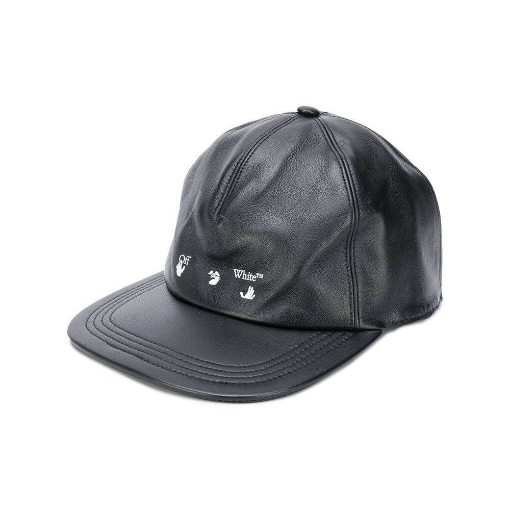 Off-White Off-White Elegant Black Leather Hat with Iconic Logo | Grailed