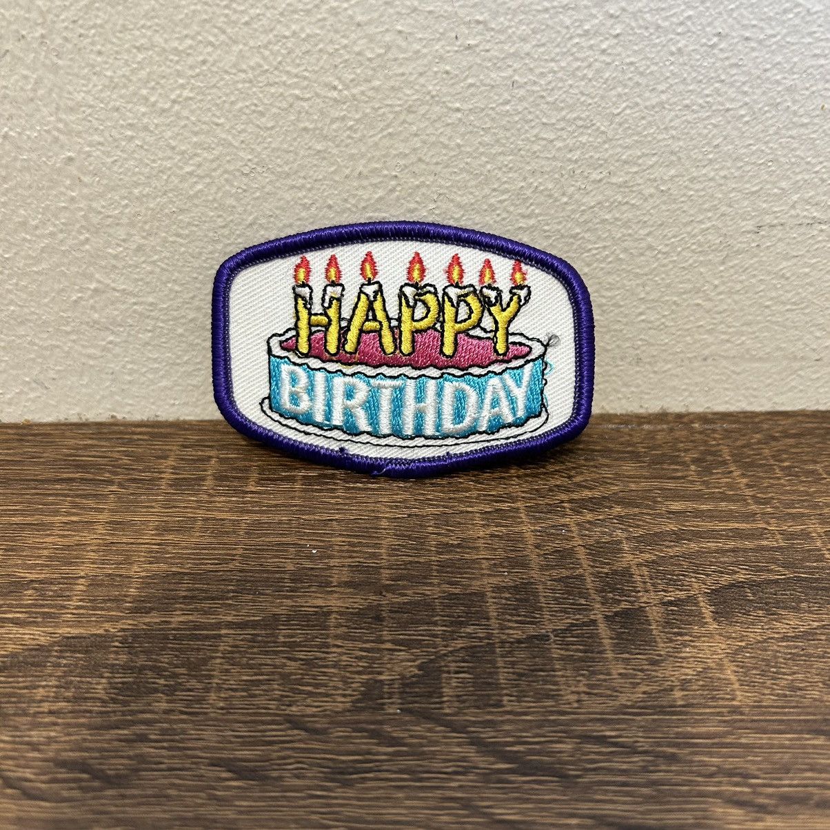 Other × Vintage Happy Birthday Patch Badge Embroidered Celebration Cake ...