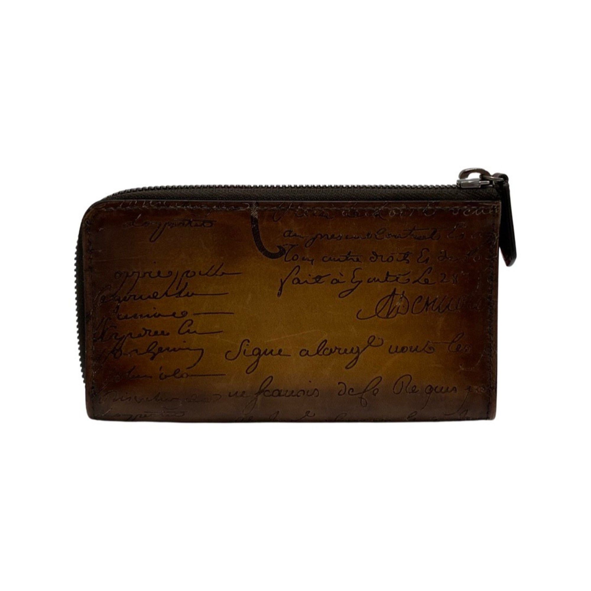Berluti Berluti Calligraphy Leather Genuine Round Zip Wallet Bifold ...