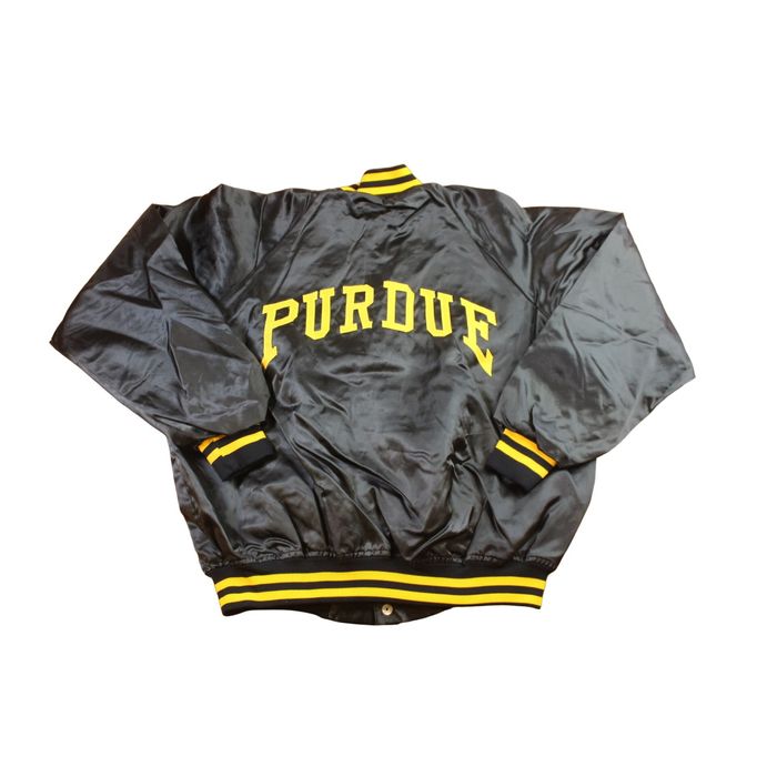 Vintage Vintage Purdue Satin Varsity Jacket Black/Yellow L F1LP99 | Grailed