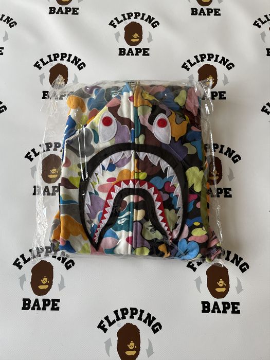 Bape BAPE HALF MULTI CAMO SHARK FULL ZIP HOODIE | Grailed