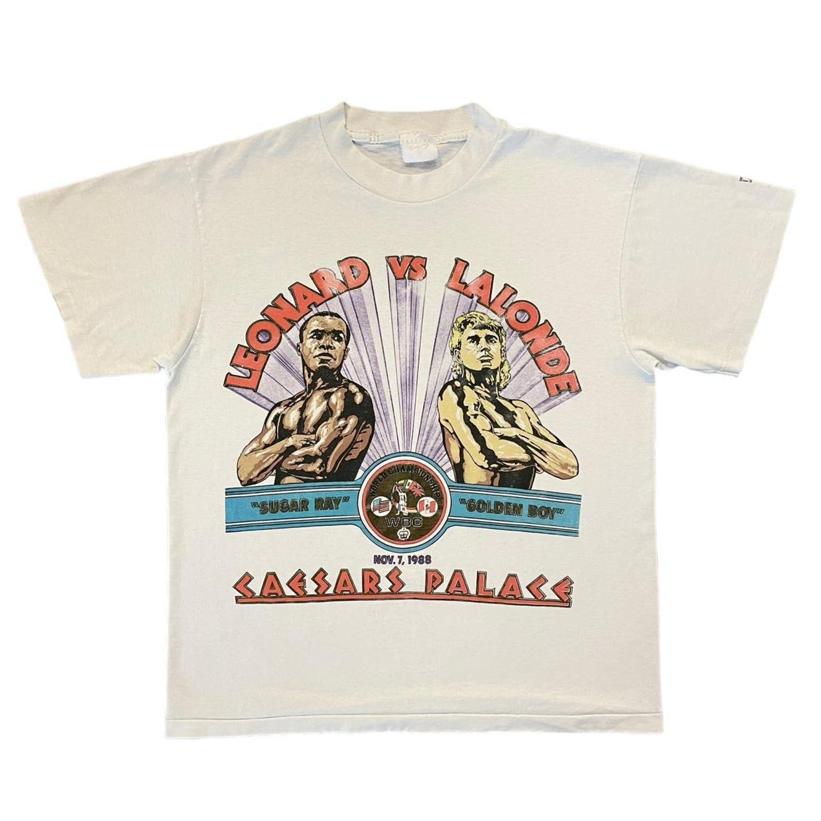Vintage VTG '88 Sugar Ray Leonard vs Donny Lalonde Boxing WBC tshirt ...