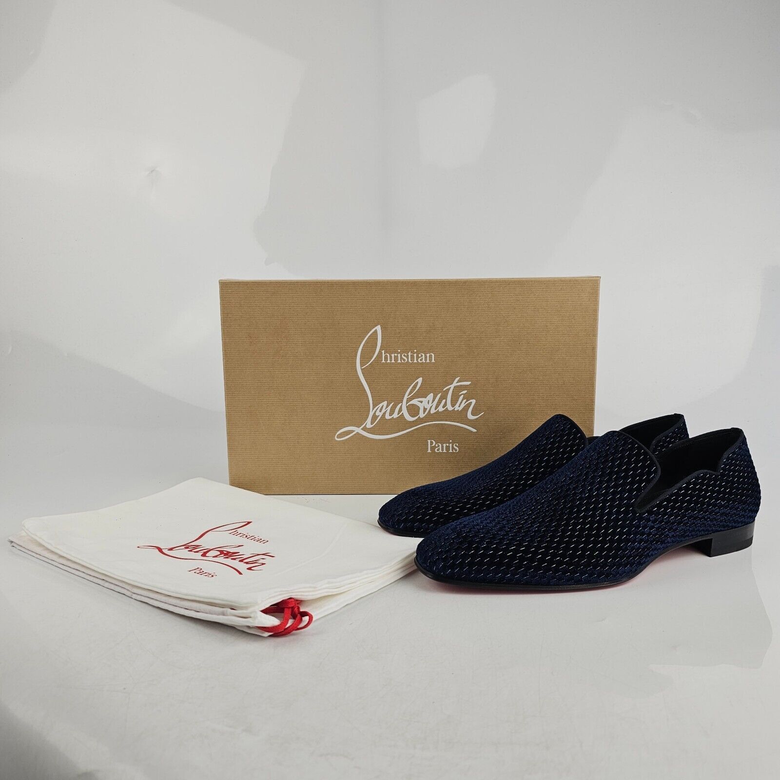 Versace Christian Louboutin Dandy Chick Blue Velvet Loafers New | Grailed