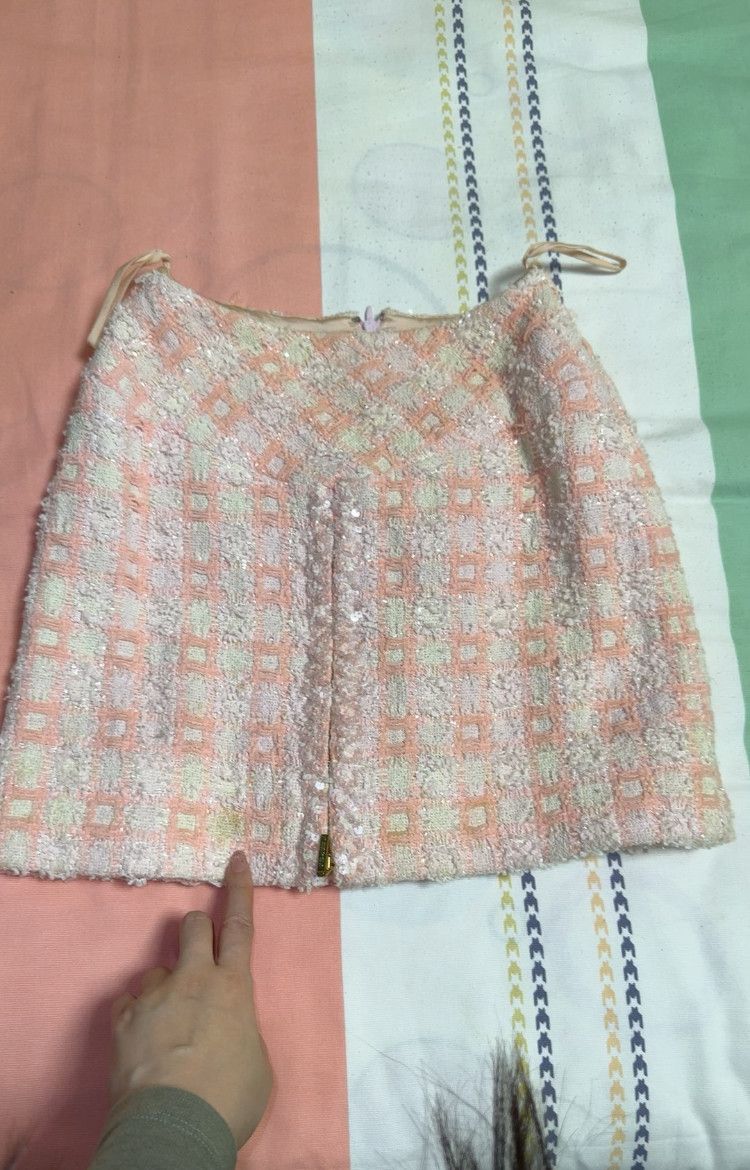 Chanel Vintage 1995 SS Barbie Pink Tweed and Sequin Skirt Suit Set ...