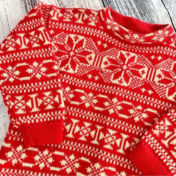 Vintage Vintage 100% Wool Red Fair Isle Sweater | Grailed