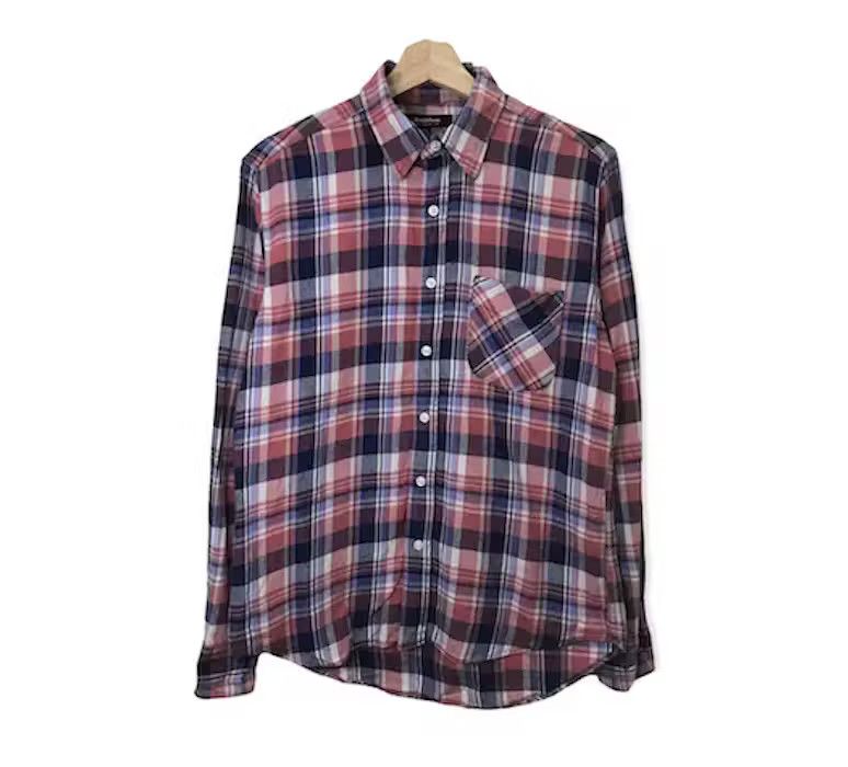 Flannel × Japanese Brand × Streetwear Double Focus Plaid Tartan Flannel ...