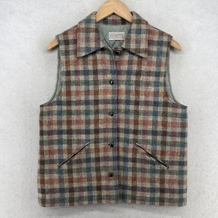 Pendleton PENDLETON Vest Womens M Wool Tweed Quilted Lined Button Front Check Gray USA | Grailed