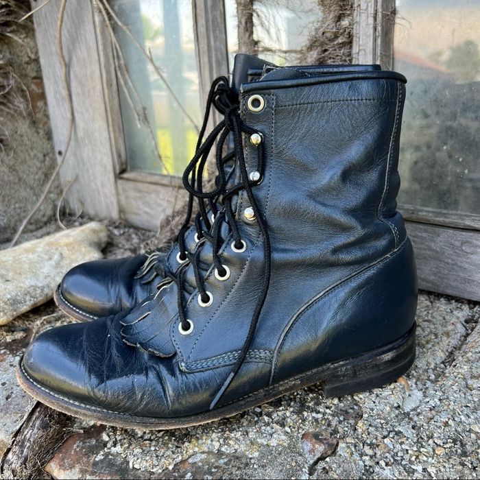 Justin Boots Vintage 80s 90s Justin roper lace up granny cowgirl boots ...