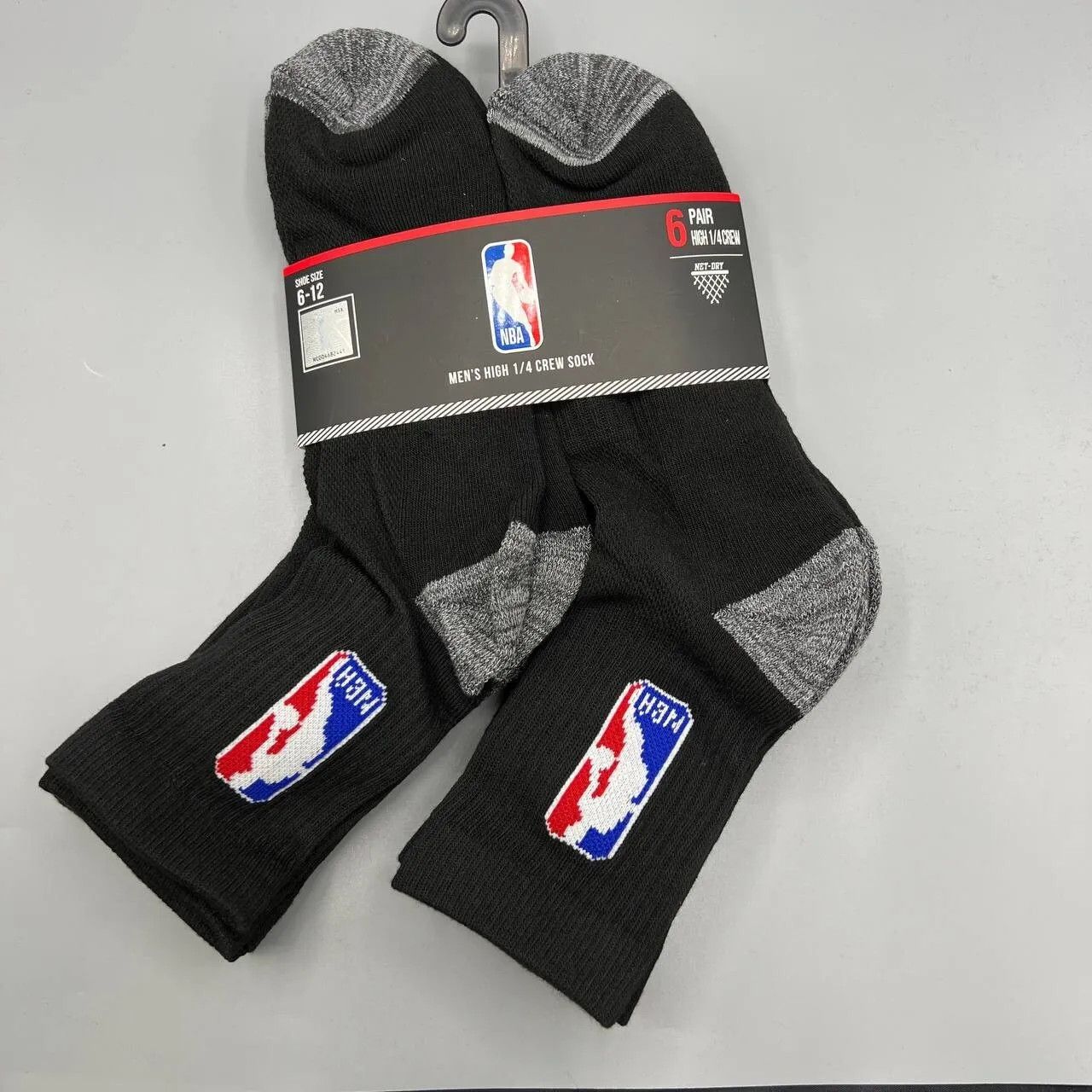 NBA Official NBA Logoman Basketball High Socks 6 Pairs Size 6-12 | Grailed