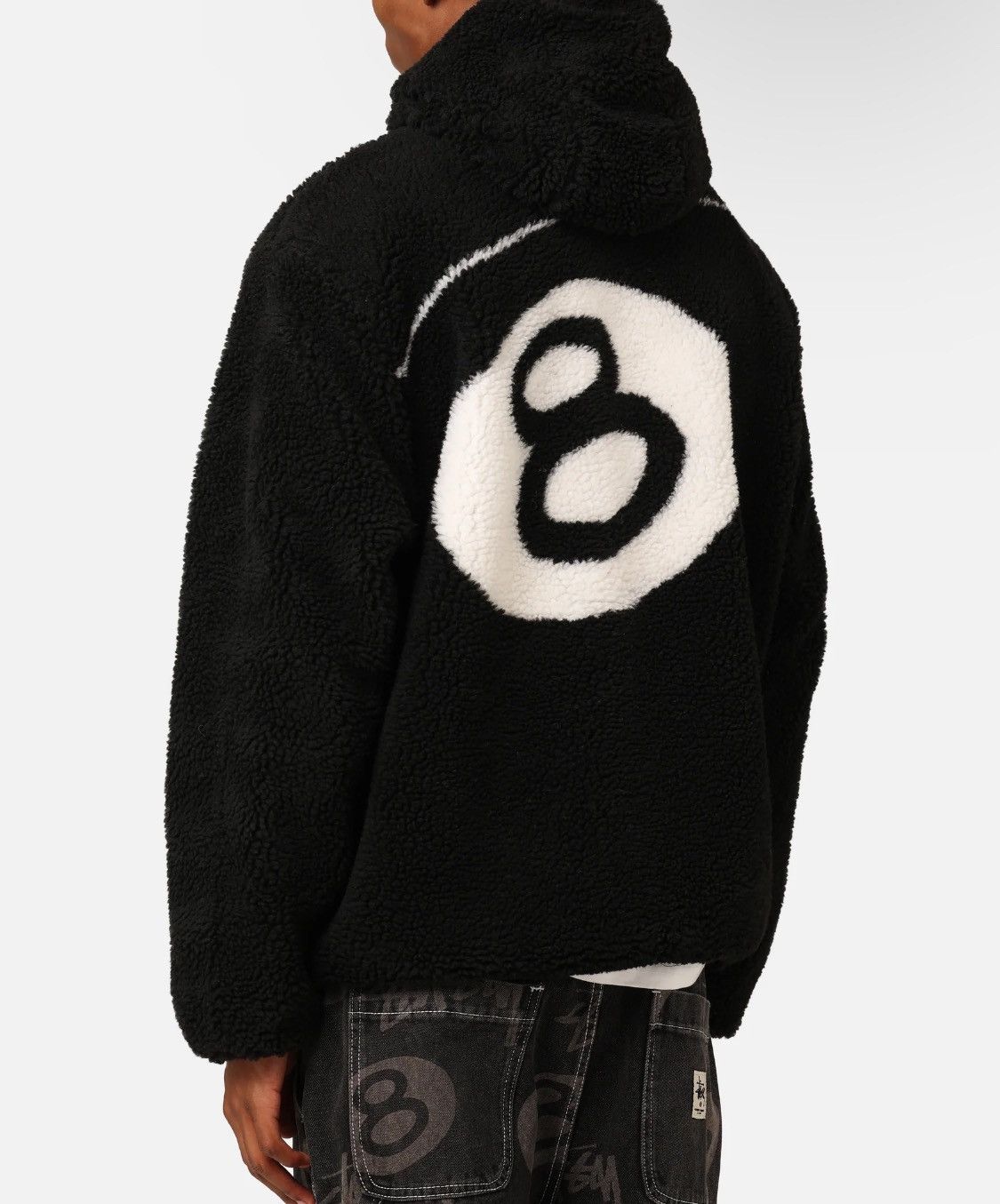 Stussy Stussy 8 Ball Zip Up Hooded Reversible Sherpa Fleece | Grailed