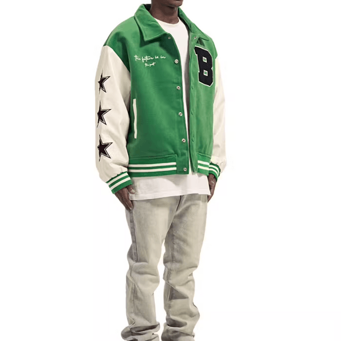 Retro Jacket STARS Patch Varsity Jacket Green Jacket | Grailed