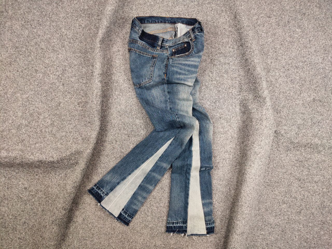 Japanese Brand × MNML × Vintage Mnml Design Japanese Dark Distressed Flared Jeans Y2K Style ...