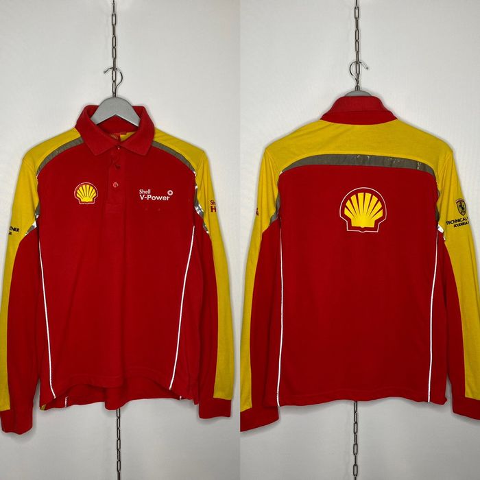 Vintage Vintage Shell Helix Ferrari F1 Team Polo Long Sleeve Shirt ...