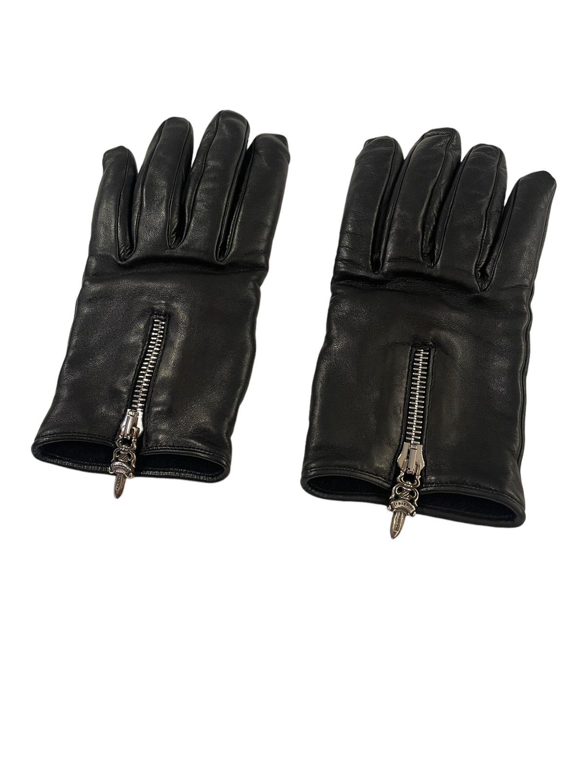 Chrome Hearts SZ 7 Dagger Zipper Cashmere Lined Leather Glove | Grailed