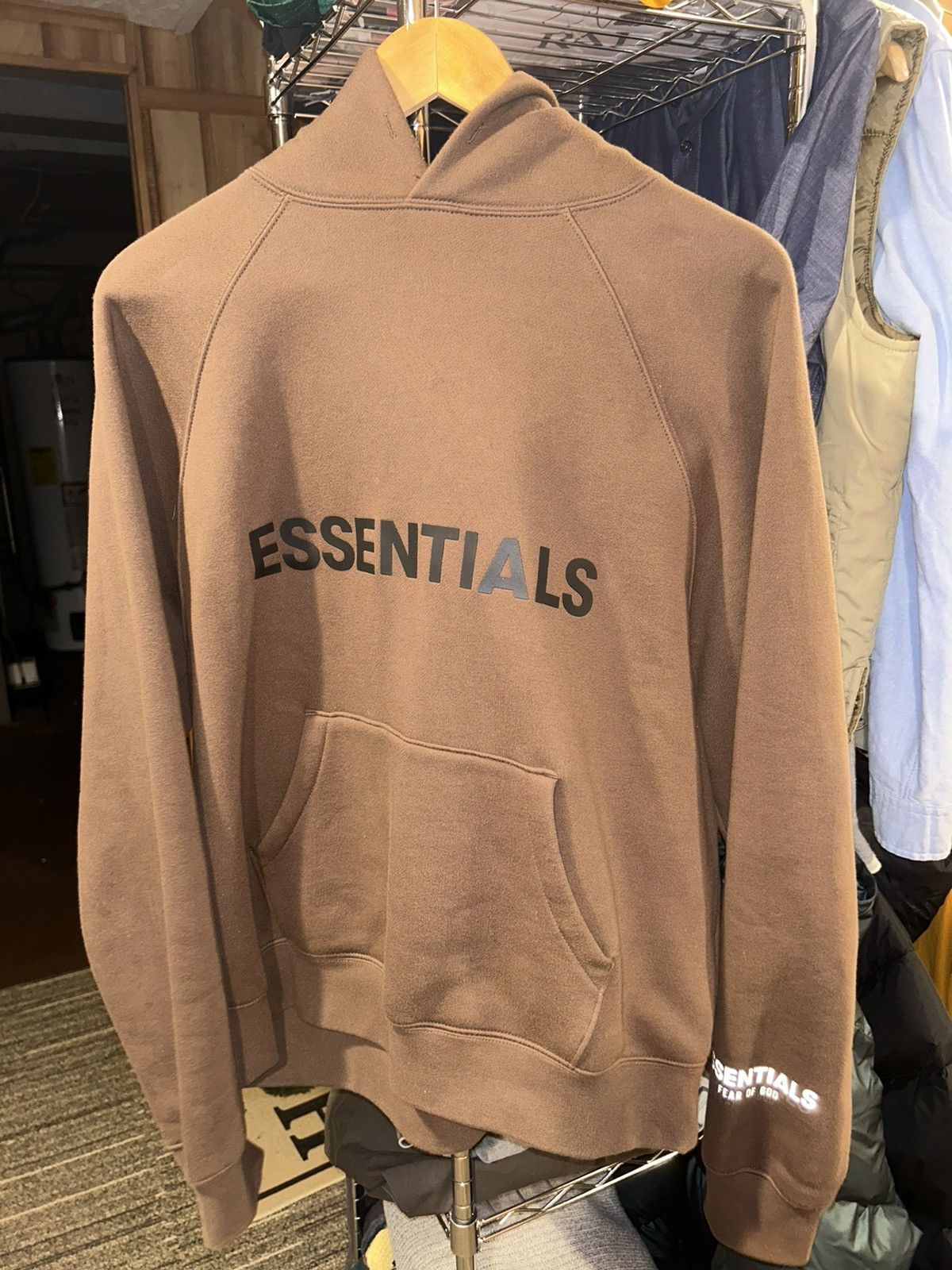 Essentials Fear of God Essentials Brown Hoodie | Grailed