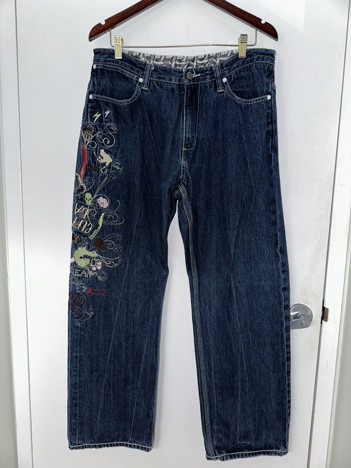 Artful Dodger Artful Dodger EMBROIDERED Wide Leg Jeans Y2K | Grailed