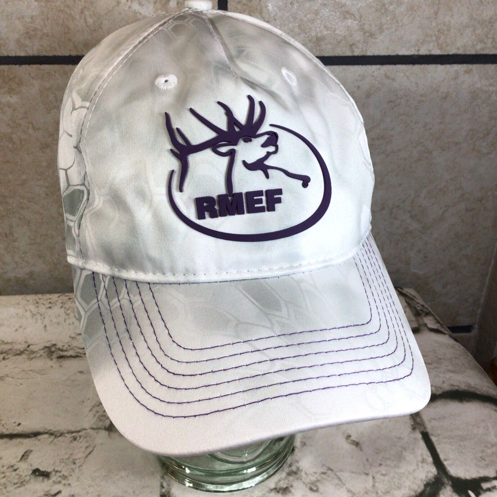 Other RMEF Elk Logo Hat Ladies Fitted Faded Turtle Shell Print ...