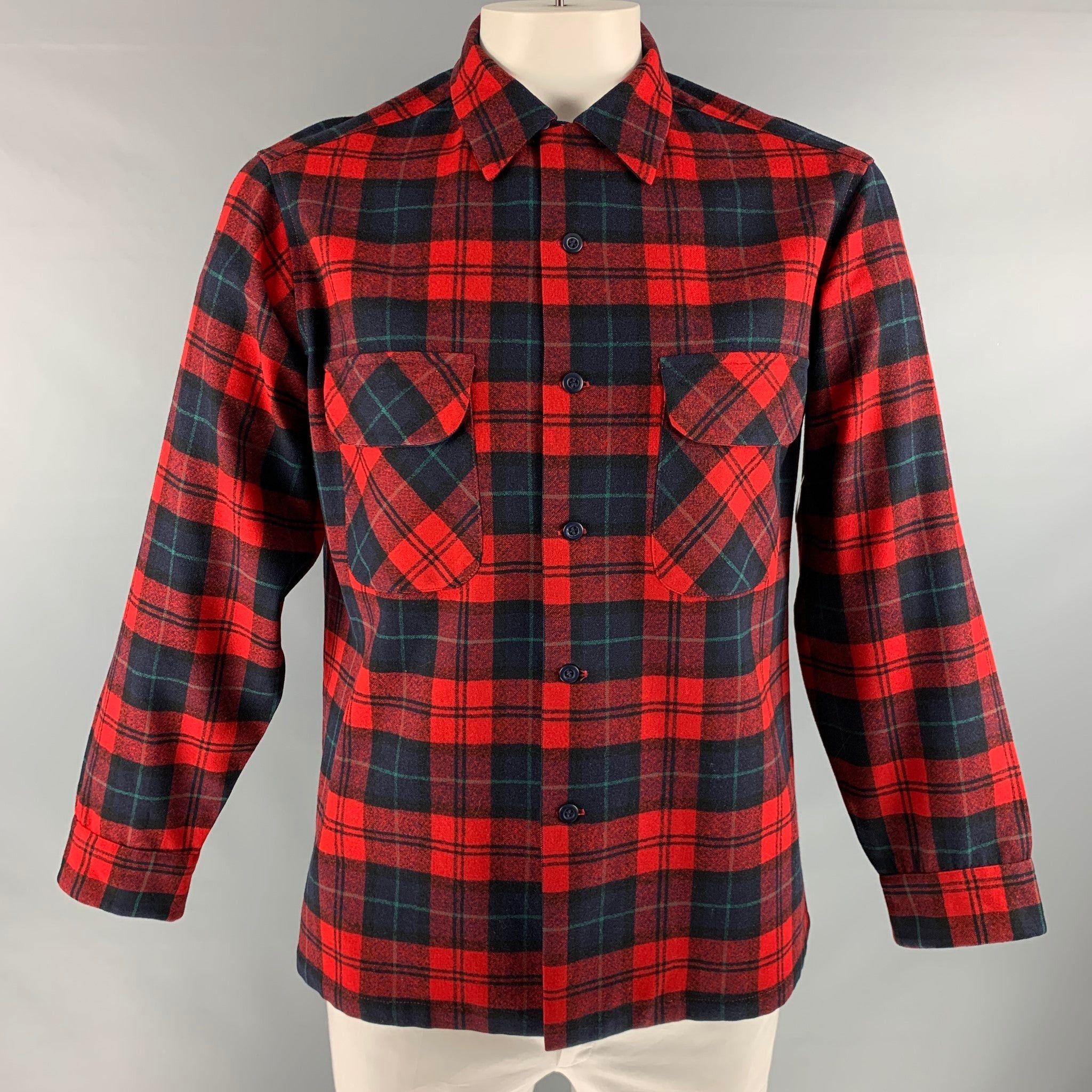 Pendleton Red Black Plaid Virgin Wool Long Sleeve Shirt | Grailed
