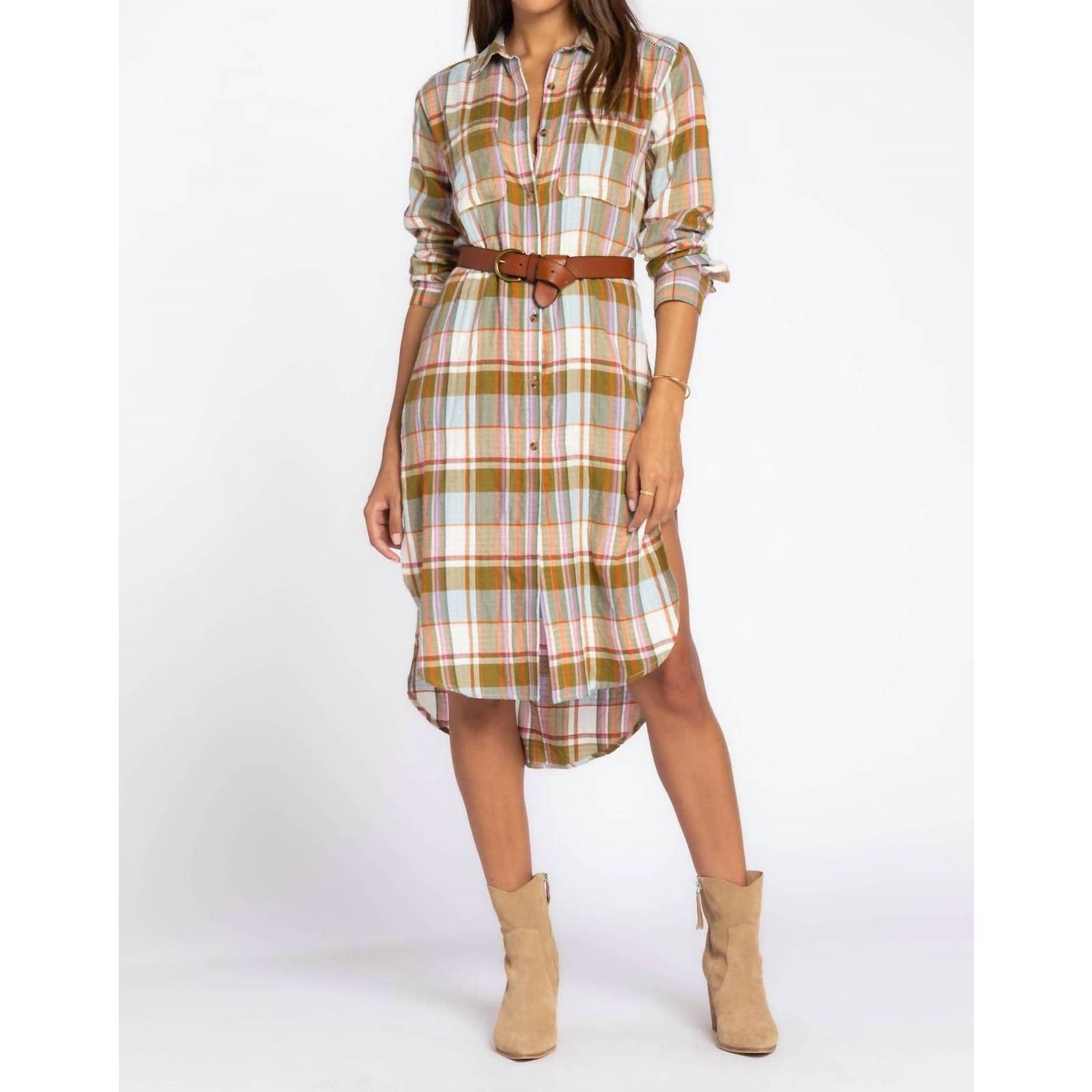 Designer VELVET HEART Emerson Duster In Olive Baby Blue Plaid | Grailed