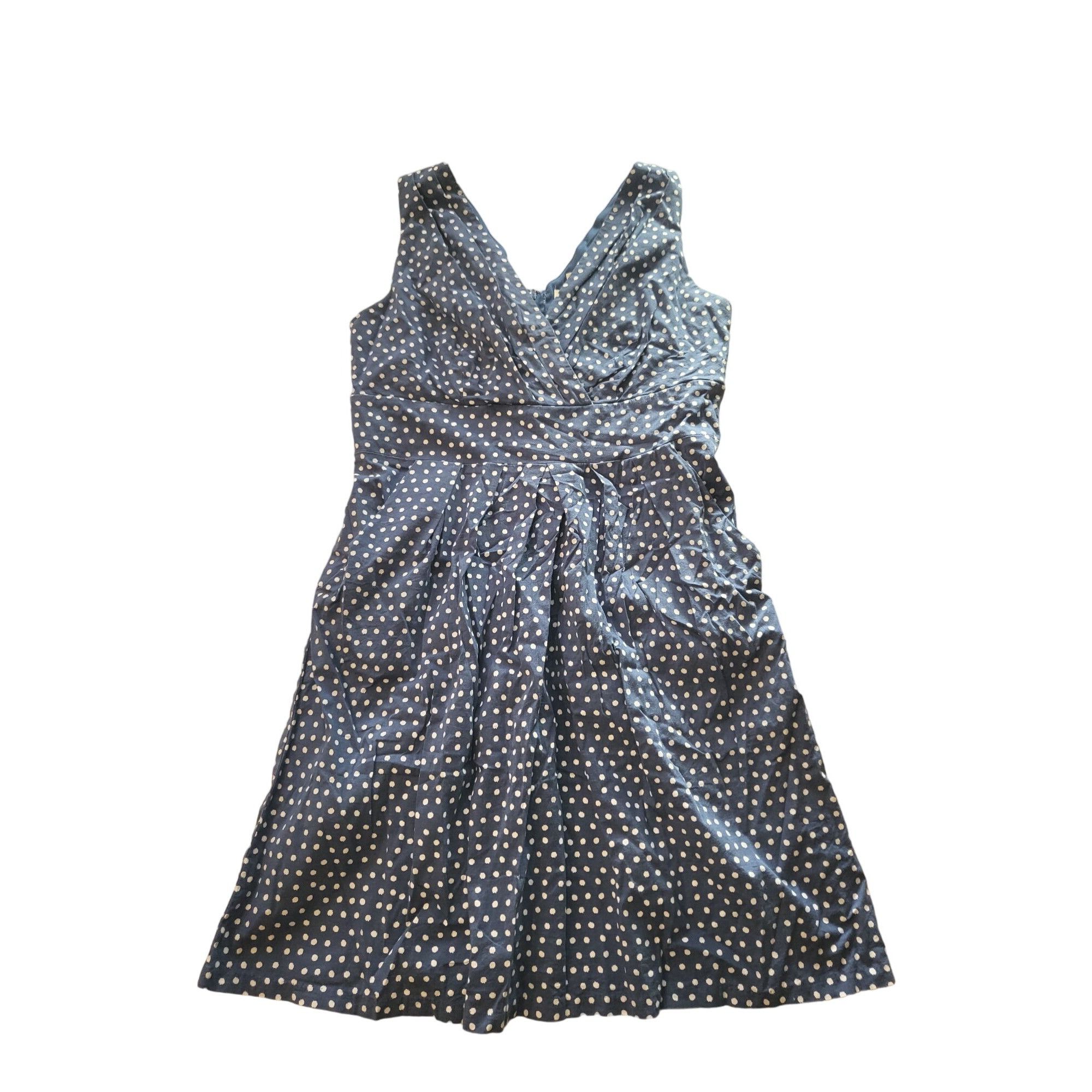 Designer Corey P Sheath Dress Women Sz 14 Polkadot Blue White Sleevel ...