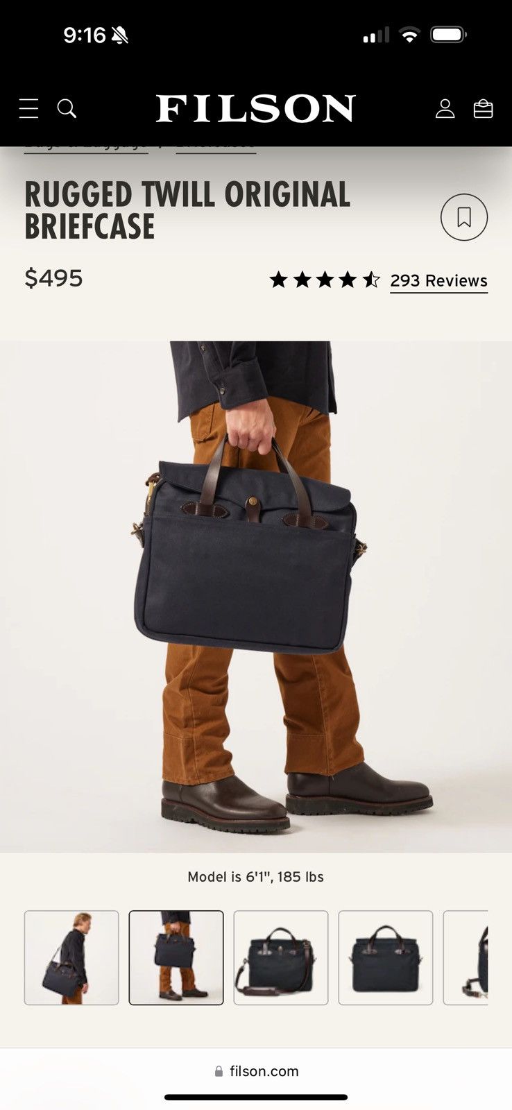 Filson RUGGED TWILL ORIGINAL BRIEFCASE - Black | Grailed