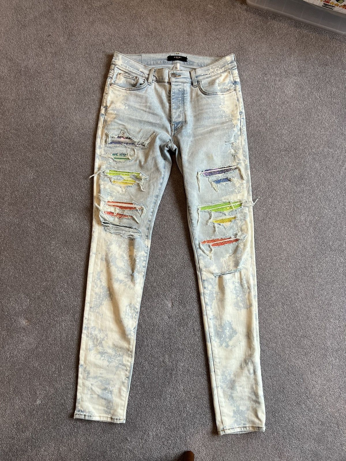 Amiri Amiri Crystal Embellished Skinny Jeans | Grailed