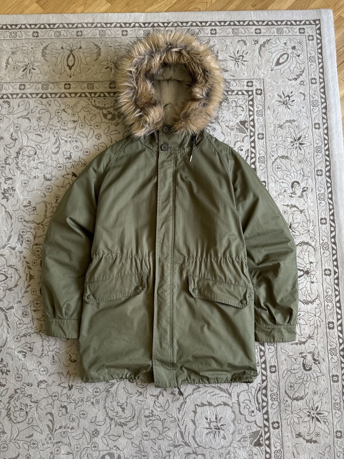 Sandro Sandro Paris Faux Fur Hood Olive Green Winter Parka Jacket | Grailed