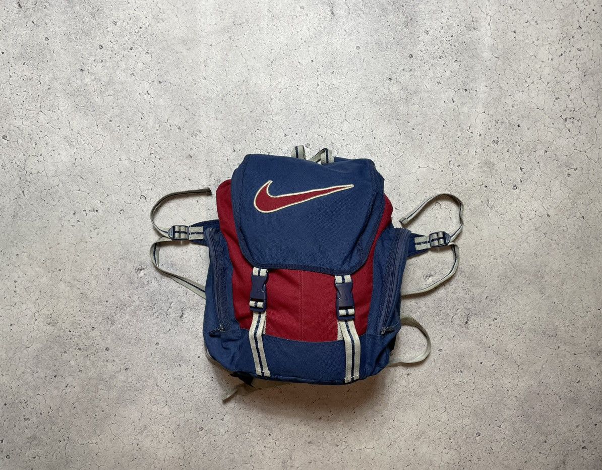 Nike Vintage 90s Backpack Bag Parachute Nike Big Swoosh Drill Y2K | Grailed