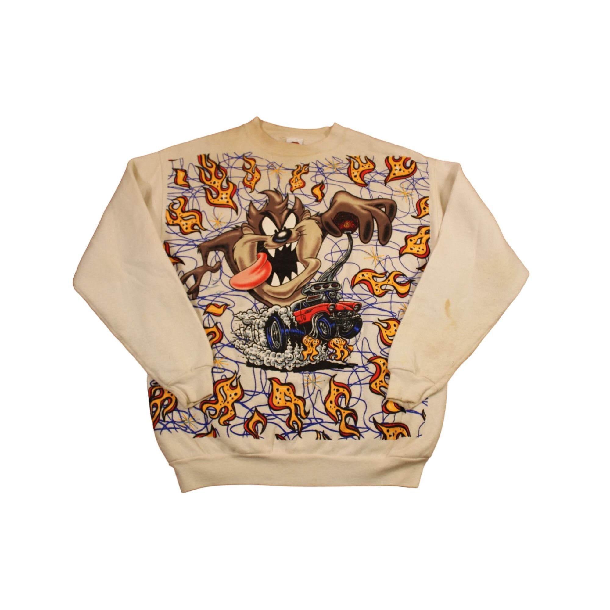Other Vintage Looney Tunes Taz Hot Rod Comic Pullover Sweatshirt W ...