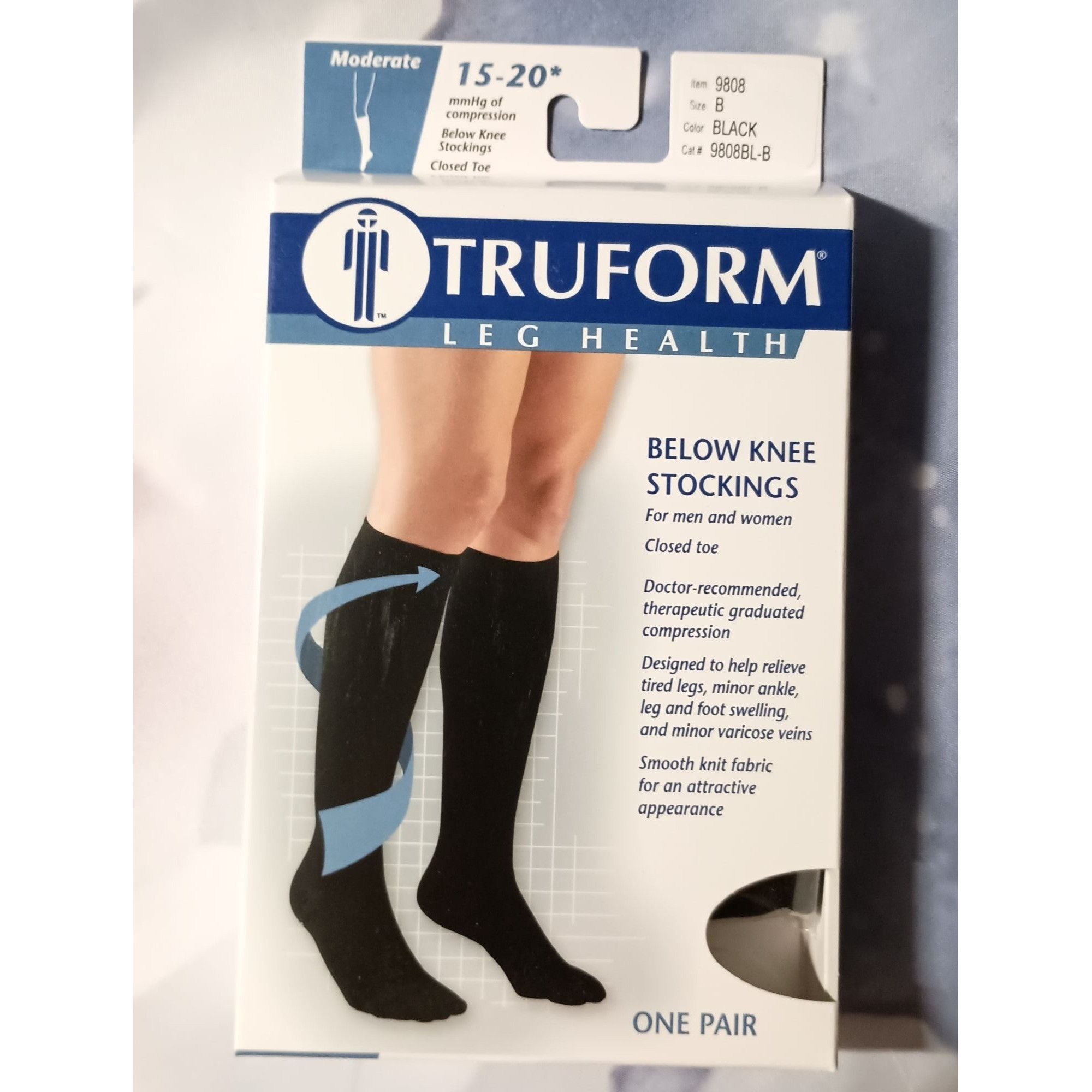Other Truform Leg Health 15-20 mmHg Compression Socks Black Size B ...
