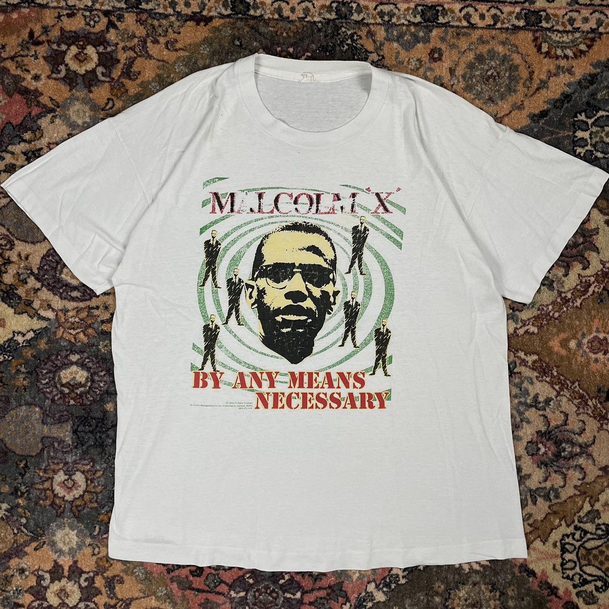 Malcolm X × Rap Tees × Vintage Vintage 1993 Malcolm X Face Big Print ...