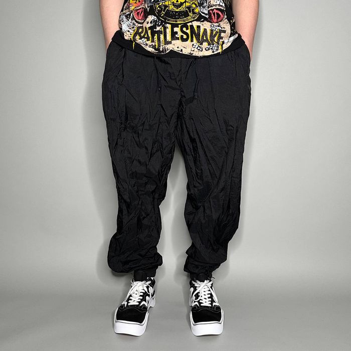 Nike Vintage Nike Track Pants Jet Black Nylon Joggers Swoosh 90s Grailed