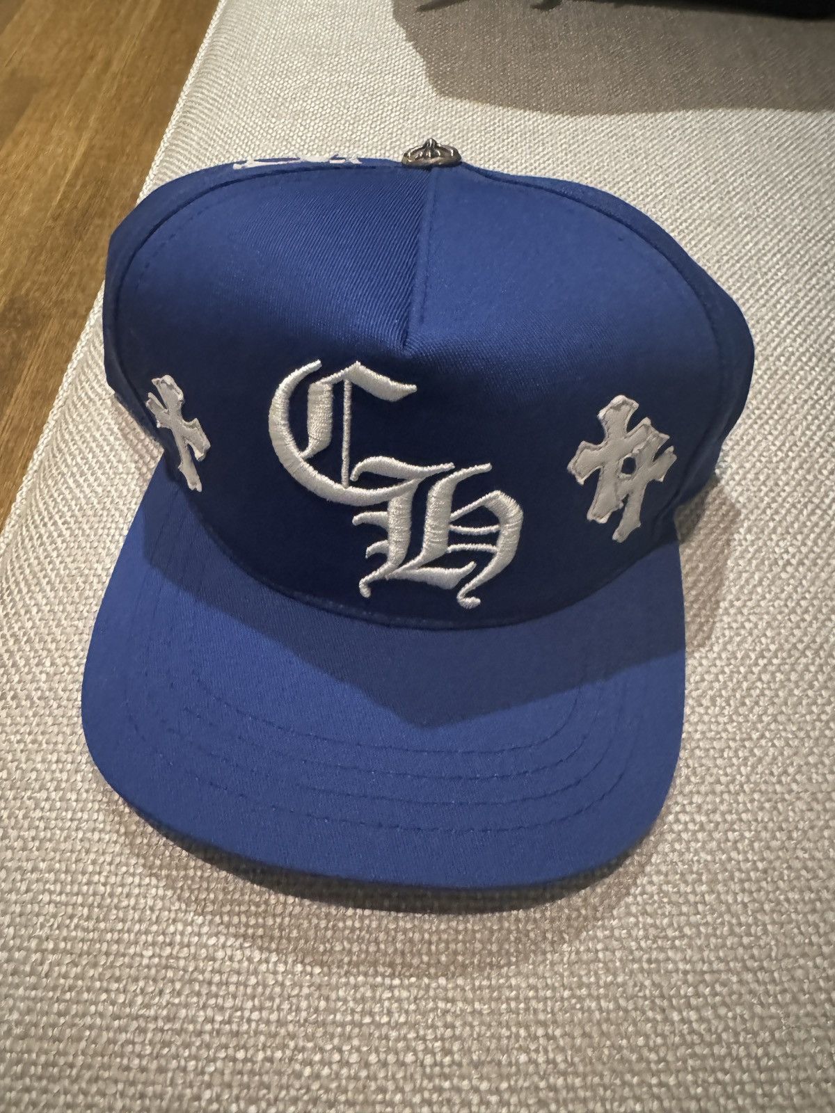 Chrome Hearts Blue Chrome Hearts CH Hat with Patches | Grailed